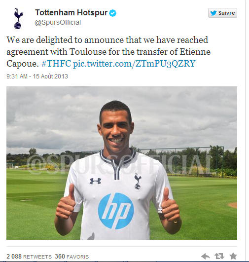 Etienne Capoue : Tottenham officialise l’arrivée du Guadeloupéen ...