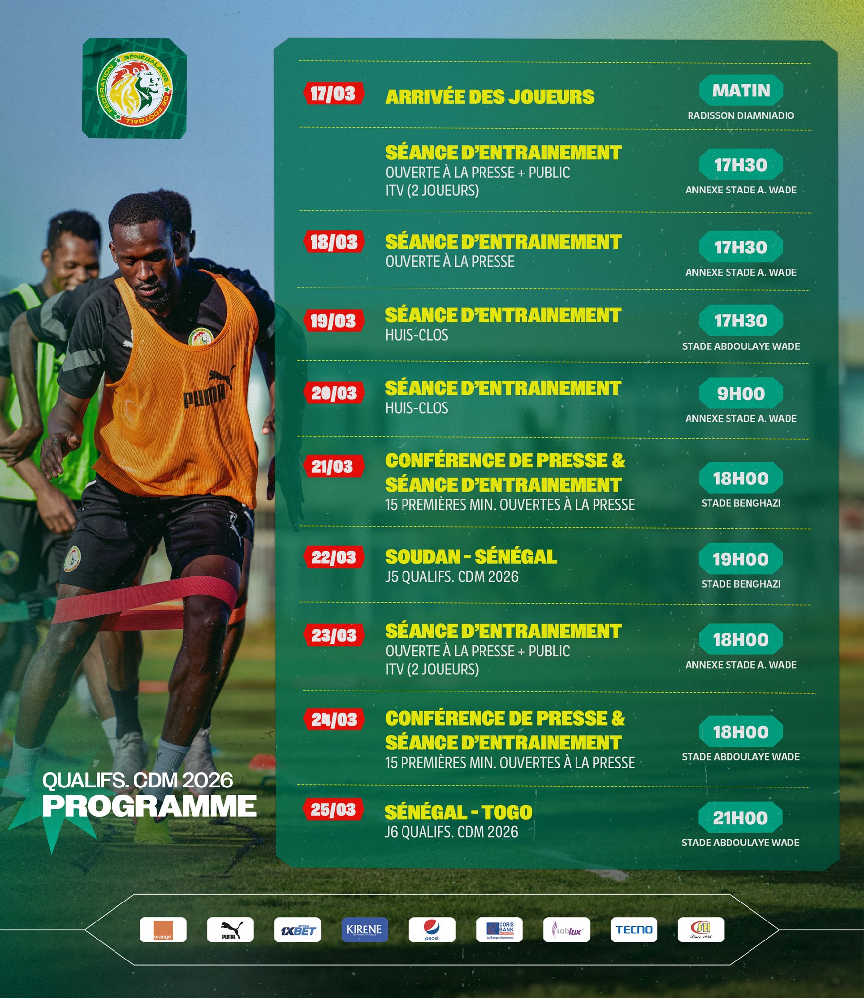 Elim. Coupe du monde 2026 : Le programme du Sénégal - Africa Top Sports